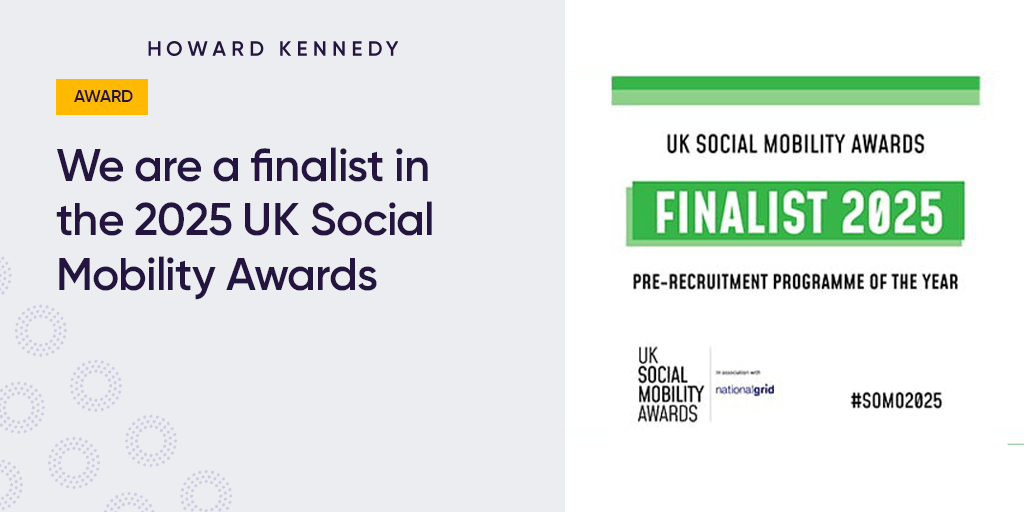 Howard Kennedy named finalist in the 2025 UK Social Mobility Awards